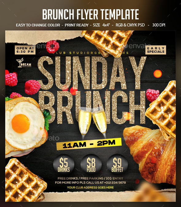 Brunch Flyer Template Stock Graphic NULLED WP NULLED